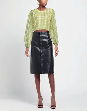 GANNI Checked Puff Sleeve Cropped Top