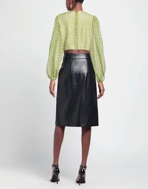GANNI Checked Puff Sleeve Cropped Top