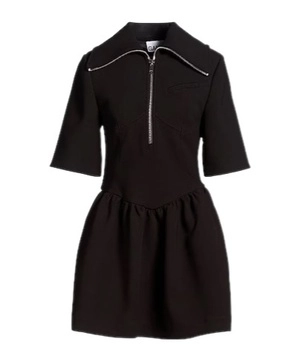 GANNI Mini Dress With Half-zip Neckline And Flared Skirt