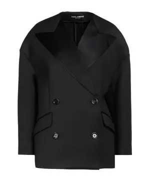 Dolce & Gabbana Minimalist Color Tone Satin Blazer - Black