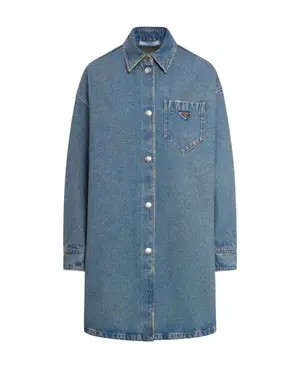 Prada Oversized Organic Denim Shirt - Medium Blue