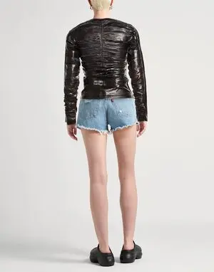 DIESEL® V-neck Zip-up Jersey Shirt With Coated Effect