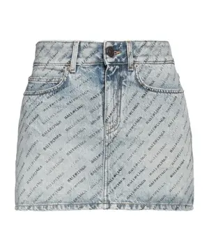 Balenciaga Medium Blue Denim A-line Skirt - Gray