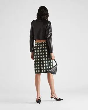 Prada Cropped Zipped Jacket With Classic Lapel And Enameled Triangle Logo
