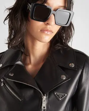Prada Cropped Zipped Jacket With Classic Lapel And Enameled Triangle Logo
