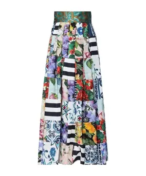 Dolce & Gabbana Floral Patchwork Pleated Maxi Skirt