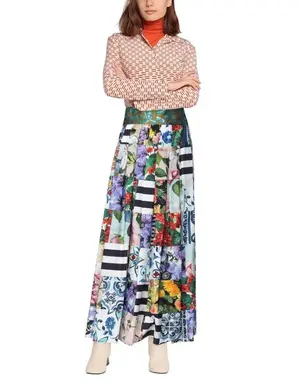 Dolce & Gabbana Floral Patchwork Pleated Maxi Skirt