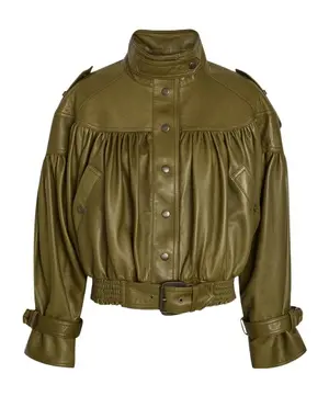 Chloé Chloé Cropped Leather Jacket Green