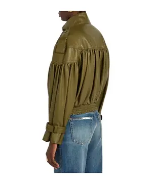 Chloé Cropped Leather Jacket - Green