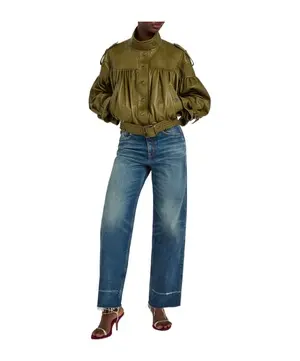 Chloé Cropped Leather Jacket - Green
