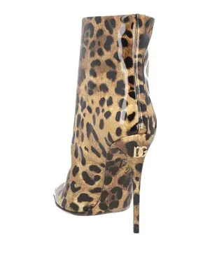 Dolce & Gabbana Leopard Print Leather Ankle Boots