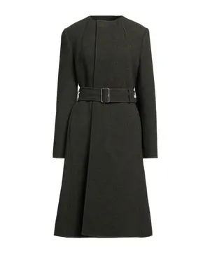 Burberry Solid Color Belted Coat - Black