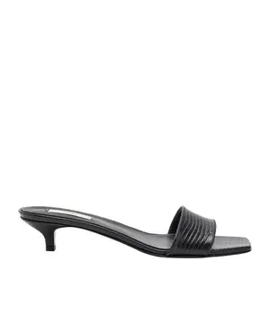 TOTEME Toteme Lizard-Effect Leather Mules Black