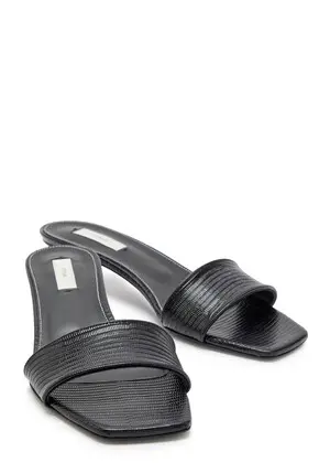 TOTEME Lizard-effect Leather Mules - Black