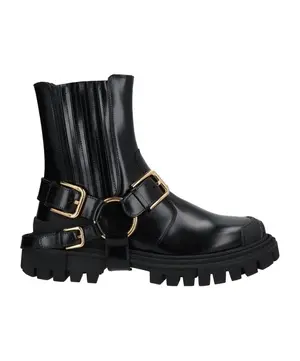Dolce & Gabbana Leather Ankle Boots With Buckle Detail - Black
