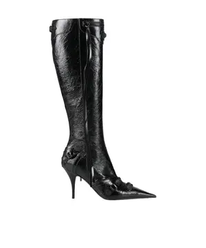 Balenciaga Minimalist Solid Color Pointed-toe Leather Boots - Black