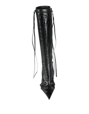 Balenciaga Minimalist Solid Color Pointed-toe Leather Boots