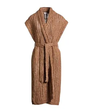 Brunello Cucinelli Solid Color Crochet Short-sleeve Dress - Brown