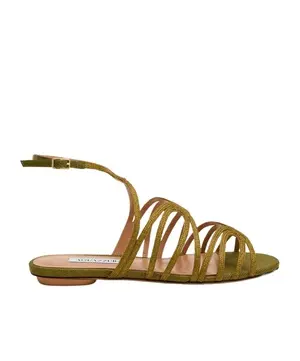 AQUAZZURA Handmade Straw Woven Sandals - Brown
