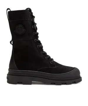 Moncler Suede Mid-calf Lace-up Boots - Black