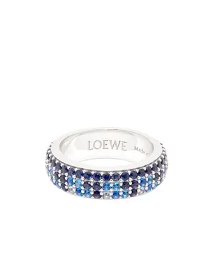 Loewe Thin Pavé Ring In Sterling Silver And Crystals - White