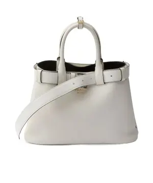 Prada Buckle Small Leather Handbag With Belt - White/black