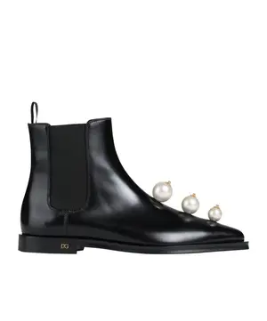Dolce & Gabbana Minimalist Cowhide Slippers - Black