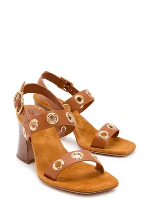 Chloé Eyelet-embellished Leather Sandals