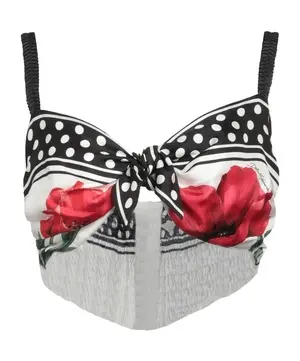 Dolce & Gabbana Sleeveless Floral Polka Dot Top - Gray