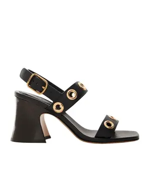 Chloé Janis 80 Eyelet-embellished Leather Sandals - Black