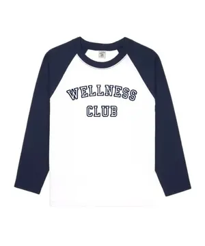 SPORTY  RICH Wellness Club Three-quarter-sleeve Top - Blue
