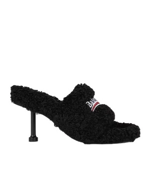 Balenciaga Embroidered Logo High Heel Sandals - Black