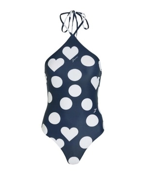 Jacquemus Jacquemus Polka Dot High Neck Swimsuit Blue