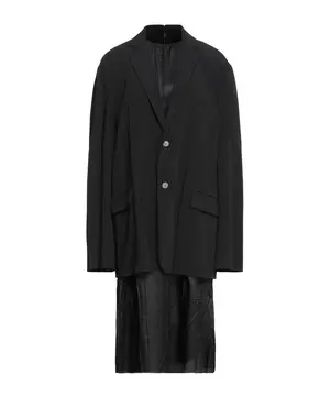 Balenciaga Solid Color Satin Long Sleeve Dress - Black