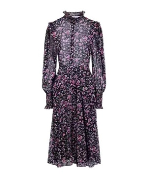 Isabel Marant Étoile Floral Print Long Sleeve Button-down Dress - Black