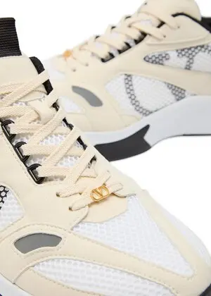Valentino Garavani Mesh And Suede Lace-up Sneakers
