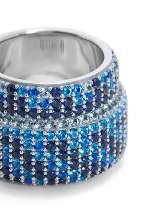 Loewe Large Pavé Ring In Sterling Silver And Crystals