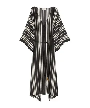 Tory Burch Striped Sheer Kaftan Dress - Black