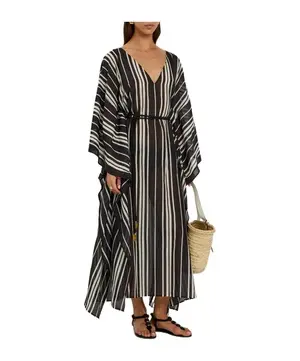Tory Burch Striped Sheer Kaftan Dress