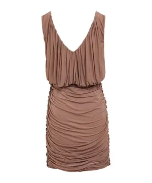 Saint Laurent Sleeveless Deep V Neckline Dress - Brown