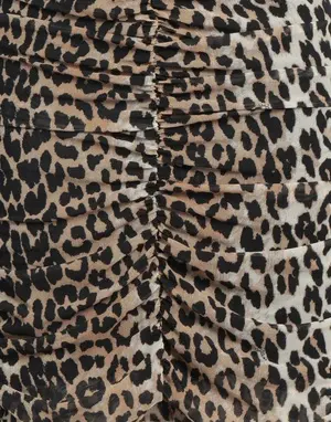 GANNI Leopard Print Short Sleeve Dress