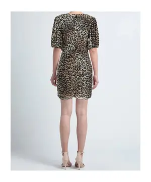 GANNI Leopard Print Short Sleeve Dress
