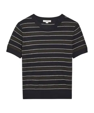 Vince Striped Cotton And Cashmere-blend T-shirt
