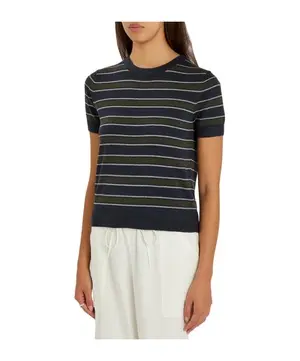 Vince Striped Cotton And Cashmere-blend T-shirt