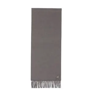 Prada Triangle Logo Plaque Fringed Scarf - Marble Gray