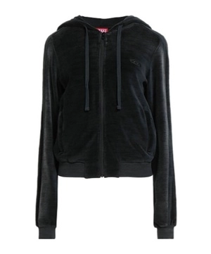 DIESEL® Velvet Hooded Zip Up Jacket - Black