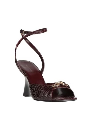 Tory Burch High Wedge Sandals With Crocodile Print And Buckle Detail