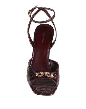Tory Burch High Wedge Sandals With Crocodile Print And Buckle Detail