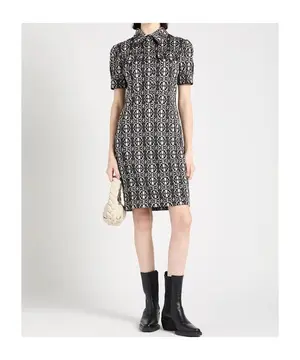 Max Mara Short Sleeve Logo Dress - Black