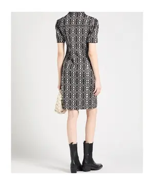 Max Mara Short Sleeve Logo Dress - Black
